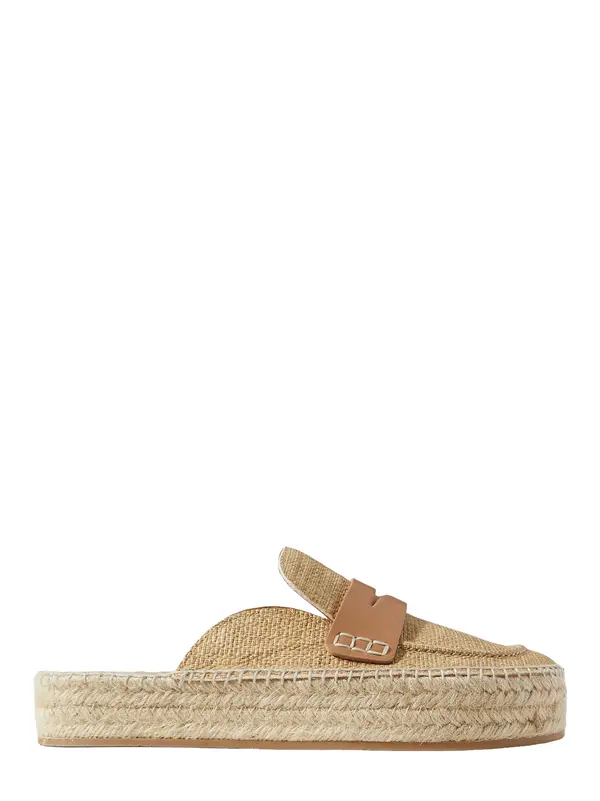 JW Anderson Printed Textured-leather Espadrille Mules - Neutrals