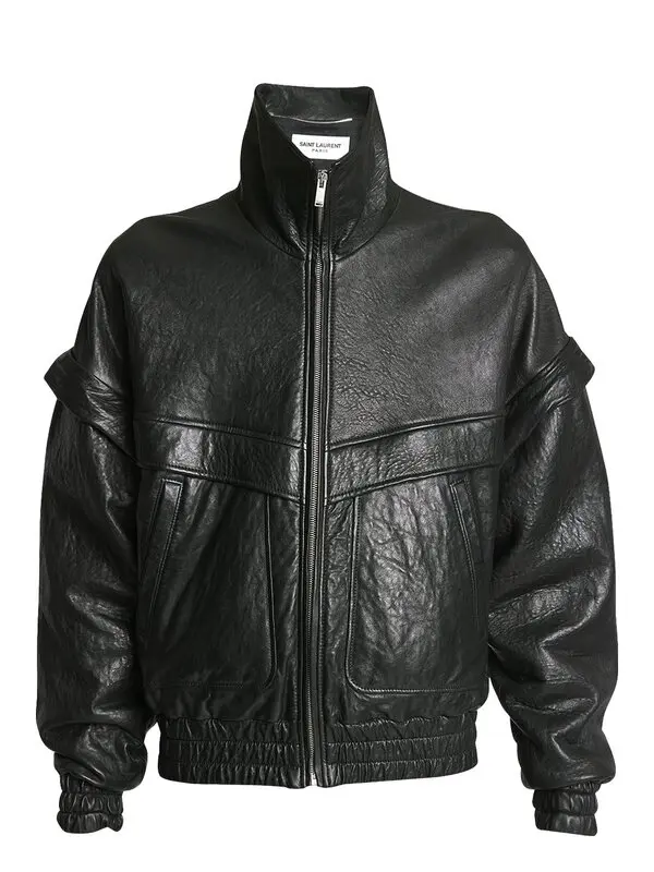 Saint Laurent 80s-inspired Leather Bomber Jacket - Nero