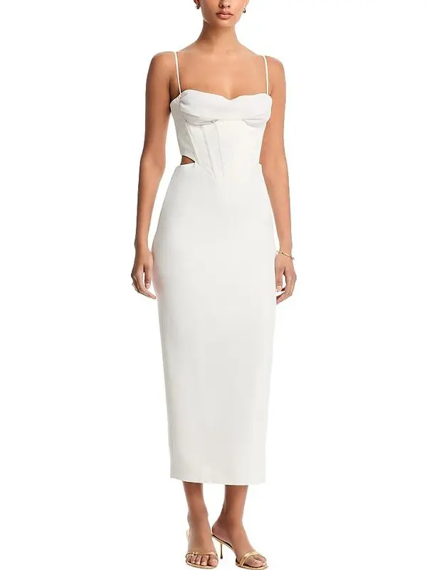 Bardot Martini Cutout Corset Midi Dress - Ivory