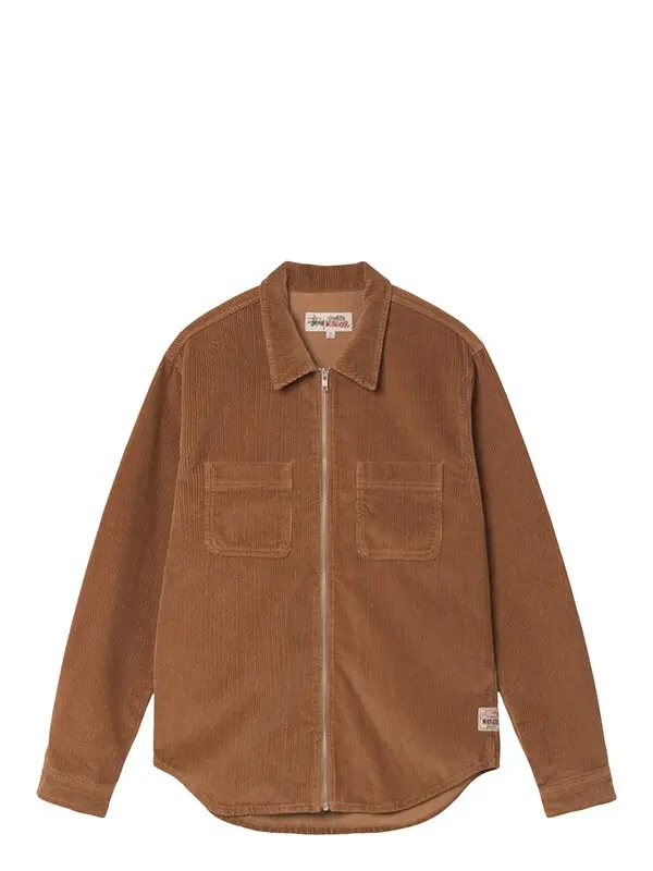 StÜssy Wide Wale Corduroy Zip Shirt - Copper