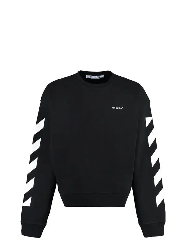 Off-White Cotton Crew-neck Sweatshirt - Black