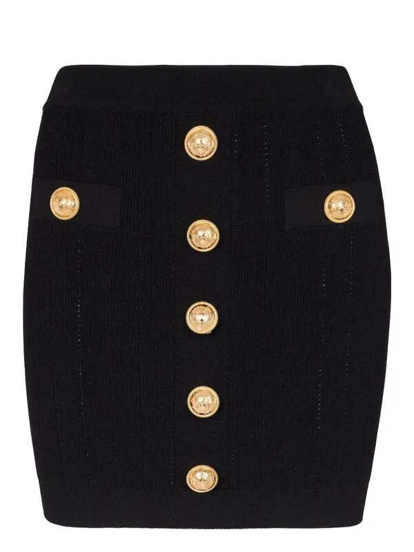Balmain High-waist Buttoned Mini Skirt - Black