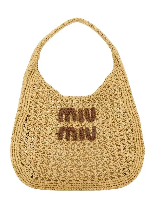 Miu Miu Raffia Shopper - Beige O Tan