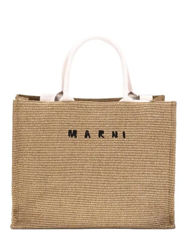 Marni Raffia-effect Tote Bag - Beige