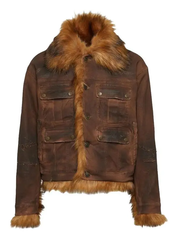 Dsquared2 Jacket With Front Button Fastening - Brown
