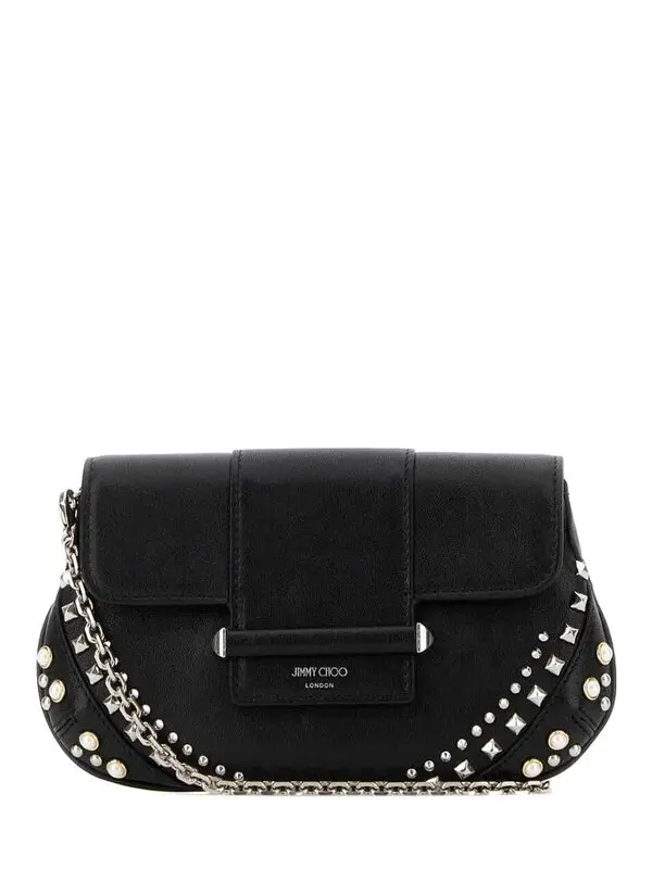 JIMMY CHOO Leather Bar Clutch - Black