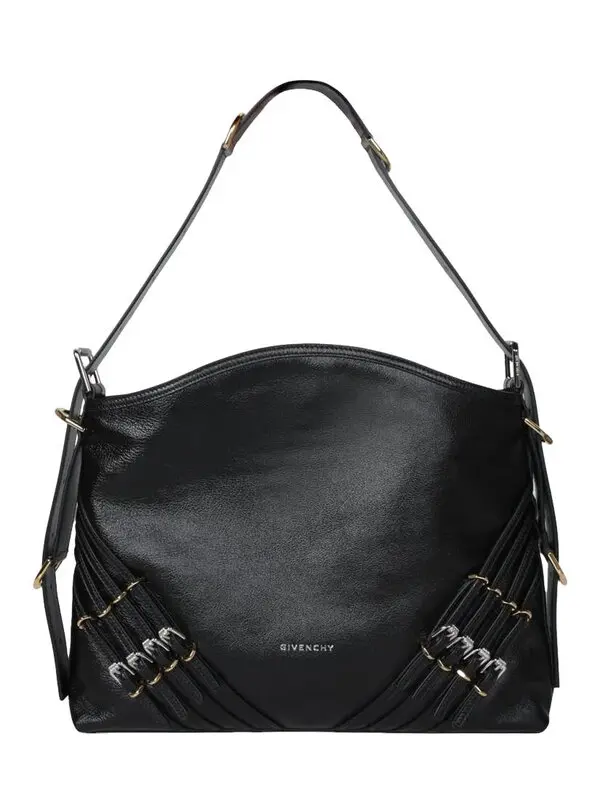 Givenchy Leather Shoulder Bag With Buckle Detail - Black