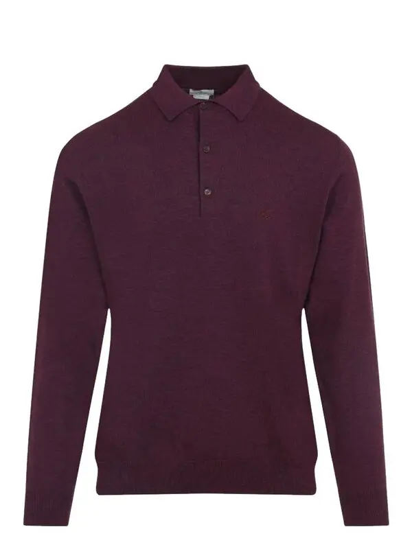 Etro Wool Knitted Long Sleeve Polo - Red