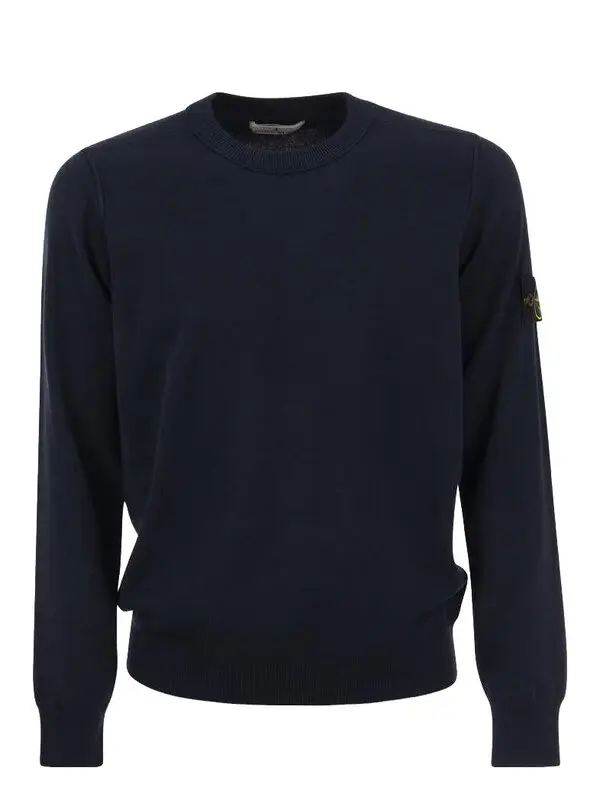 Stone Island Crew-neck Cotton Jumper - Navy Blue
