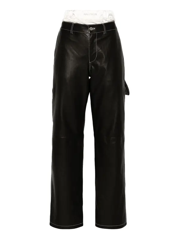 HALFBOY Leather Straight-leg Trousers - Blue