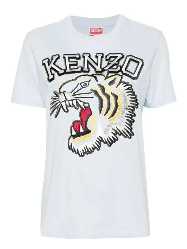 Kenzo Embroidered-logo Cotton T-shirt - Blue