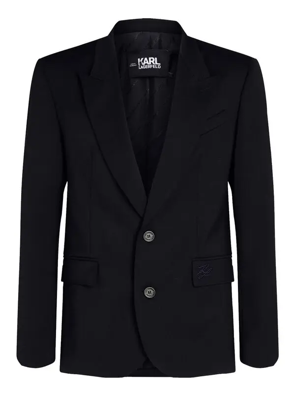 Karl Lagerfeld Peak-lapel Single-breasted Blazer - Black