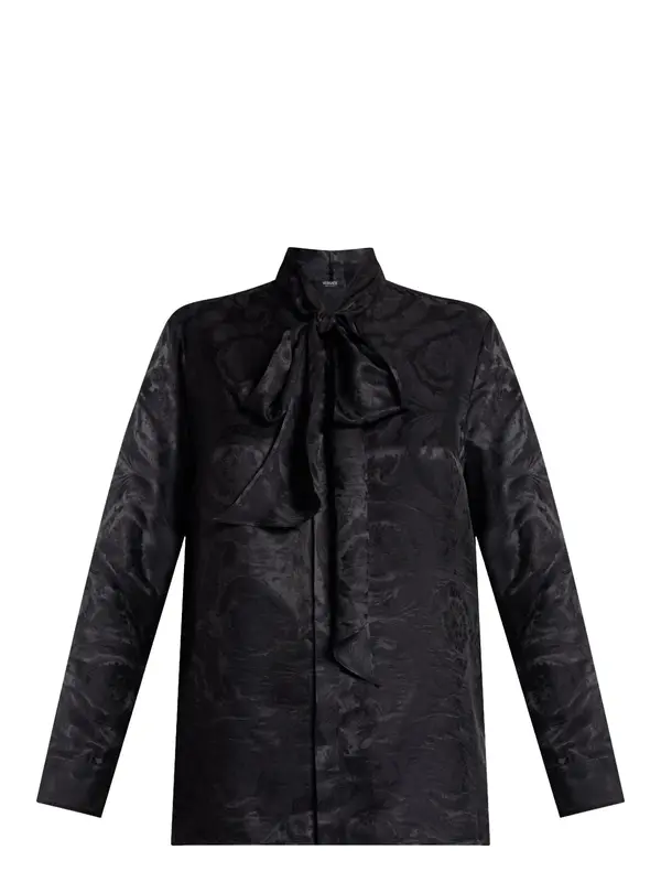 Versace Barocco Print Silk Shirt - Black