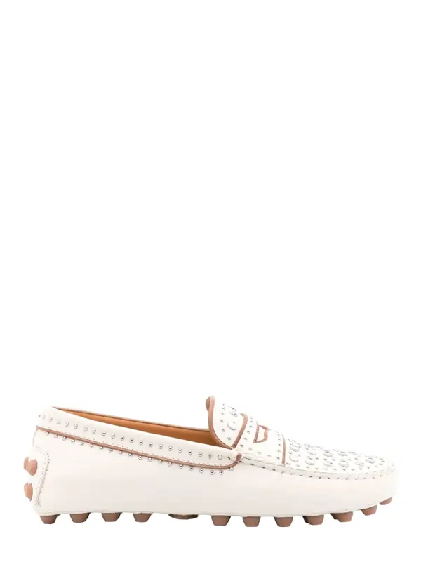 TOD'S Gommino Macro Studded Loafers - White