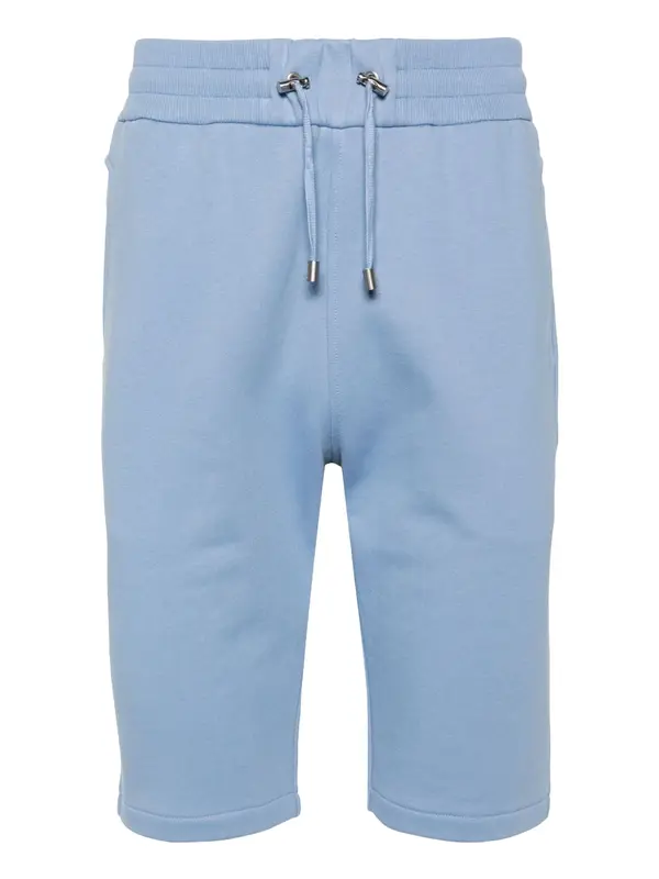 Balmain Logo-flocked Cotton Track Shorts - Blue