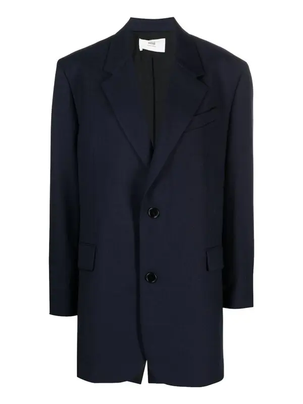 Ami Notched-lapels Single-breasted Blazer - Blue