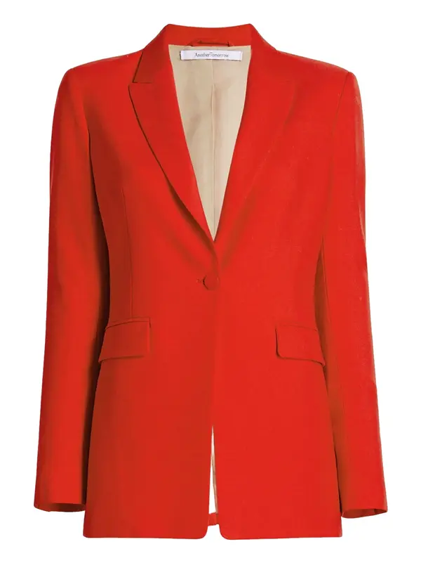 Another Tomorrow Single-breasted Merino Wool Blazer - Red