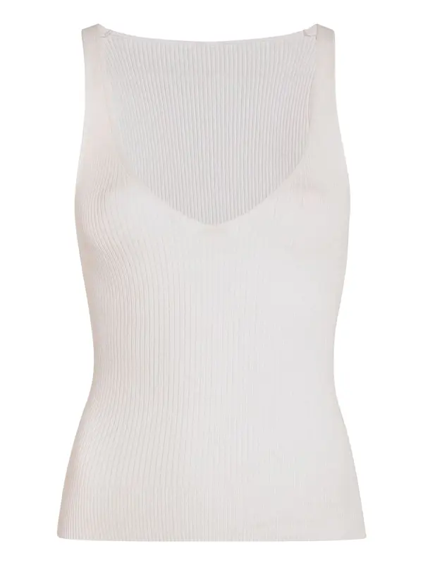 Another Tomorrow Ribbed-knit Tank Top - White