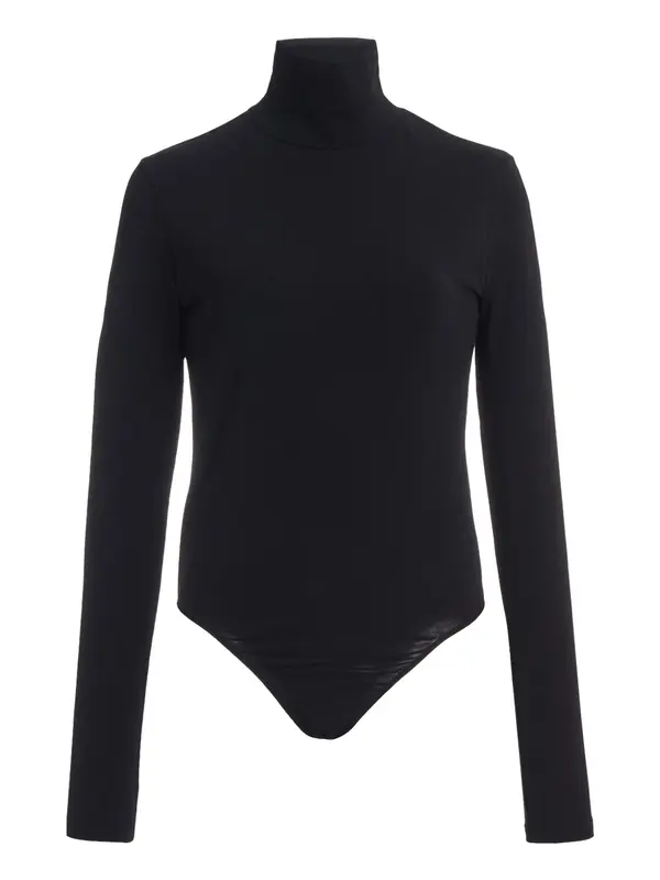 Another Tomorrow Roll-neck Long-sleeve Bodysuit - Black