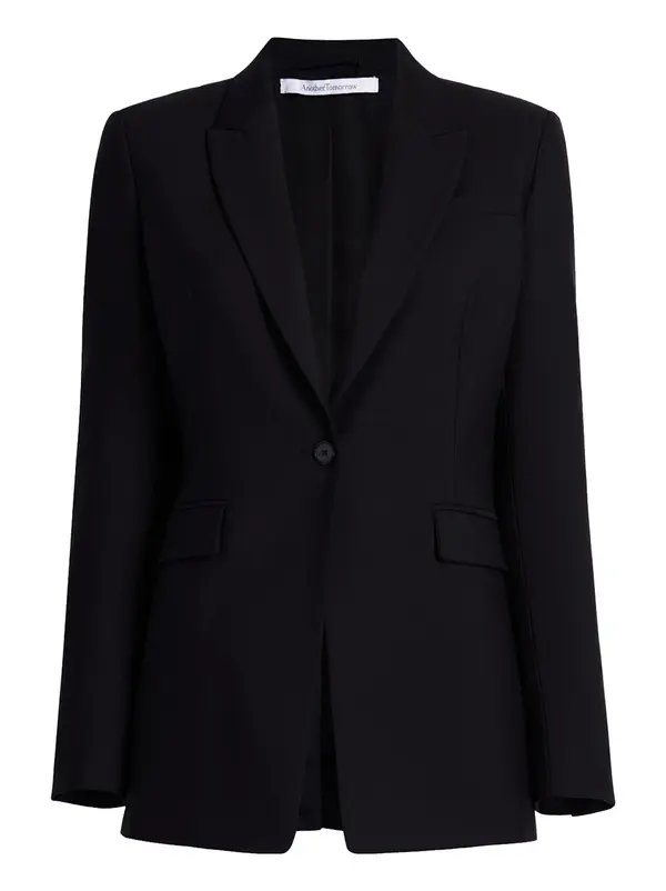 Another Tomorrow Single-breasted Merino Wool Blazer - Black