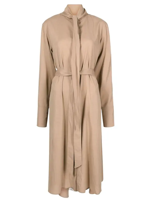 PETER DO Belted Waist Button-down Midi Dress - Neutrals