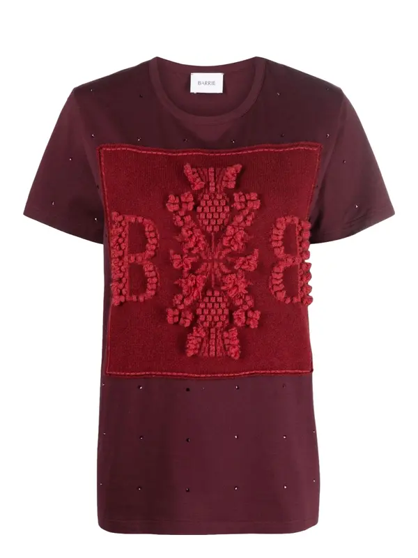 BARRIE Logo-embroidered Embellished T-shirt - Red