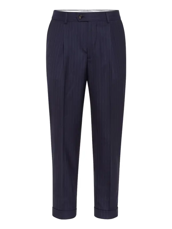Brunello Cucinelli Tapered-leg Wool Trousers - Blue