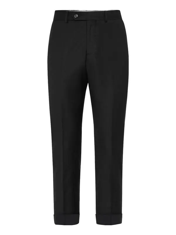 Brunello Cucinelli Tapered Wool Trousers - Black