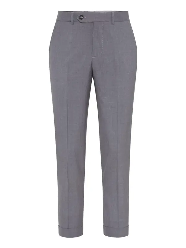 Brunello Cucinelli Tapered-leg Wool Trousers - Grey