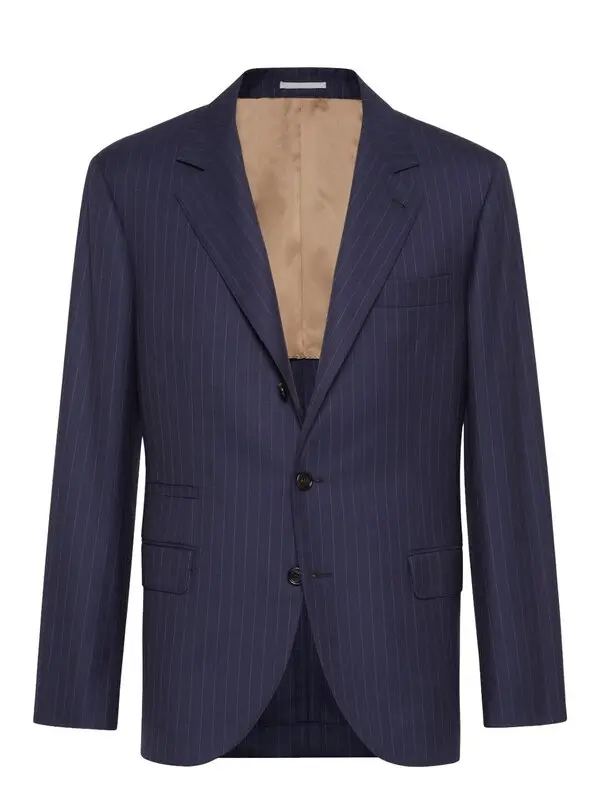 Brunello Cucinelli Pinstripe Virgin-wool Blazer - Blue