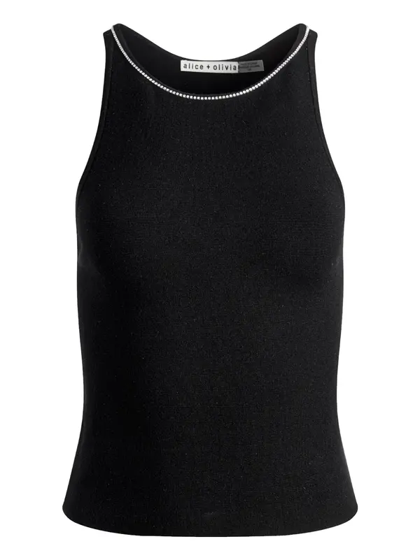Alice + Olivia Allen Rhinestone Tank Top - Black