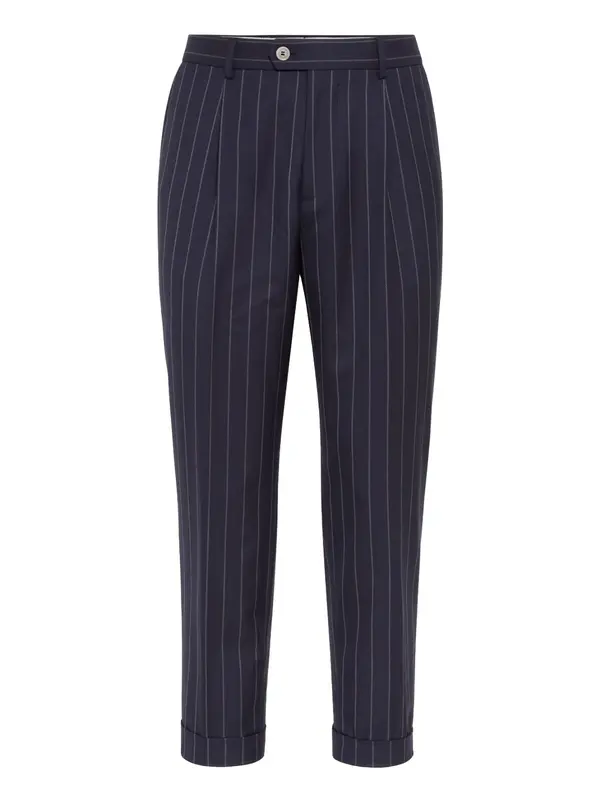 Brunello Cucinelli Tapered-leg Wool Trousers - Blue