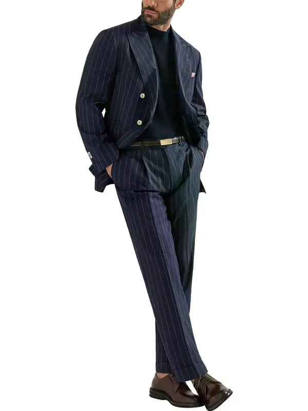 Brunello Cucinelli Tapered-leg Wool Trousers - Blue