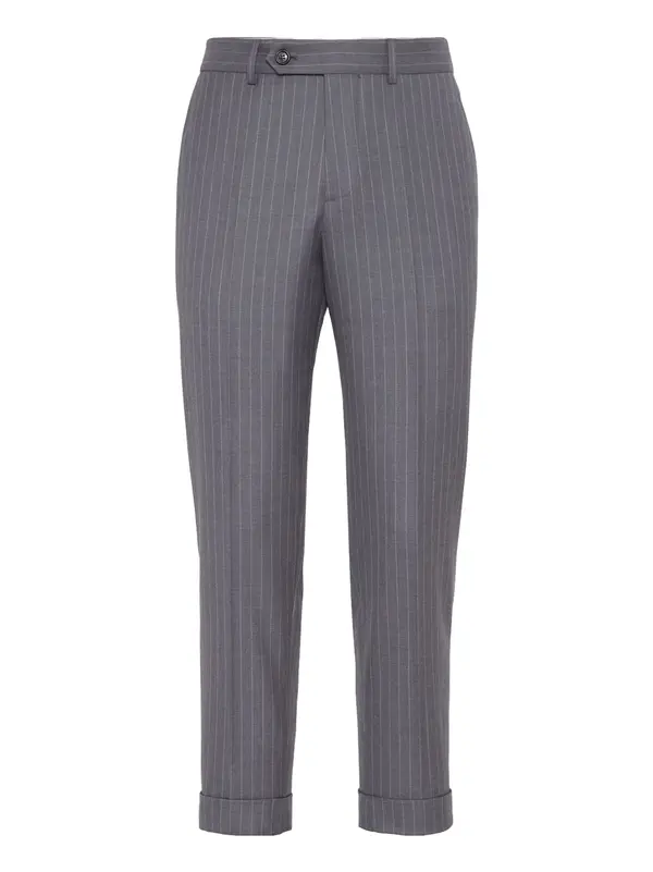 Brunello Cucinelli Tapered-leg Wool Trousers - Grey