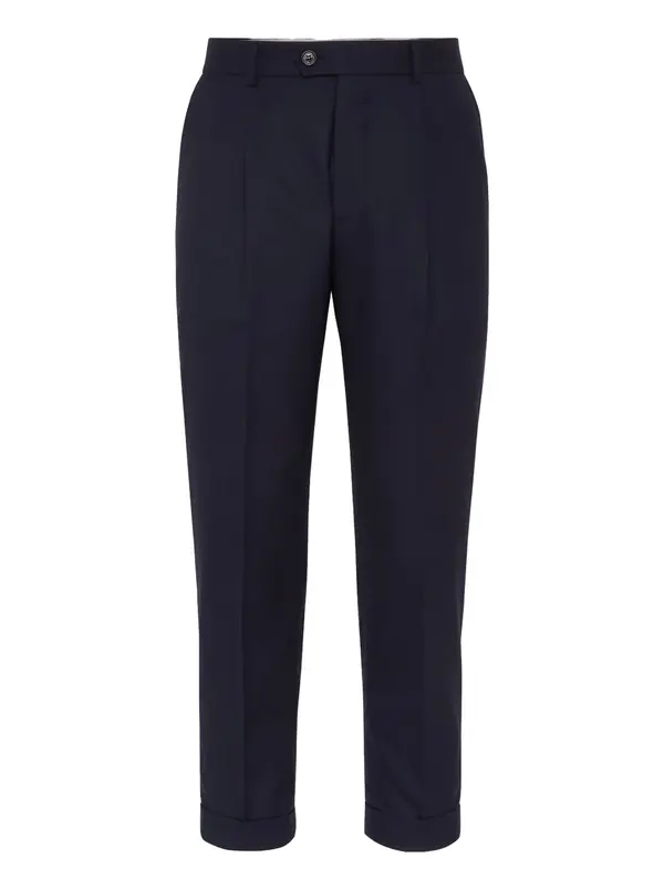 Brunello Cucinelli Tapered-leg Wool Trousers - Blue