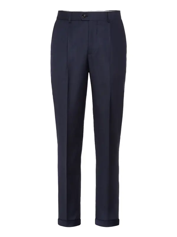 Brunello Cucinelli Tapered-leg Wool Trousers - Blue