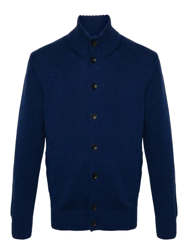 ZANONE Ribbed-knit Cotton Cardigan - Blue