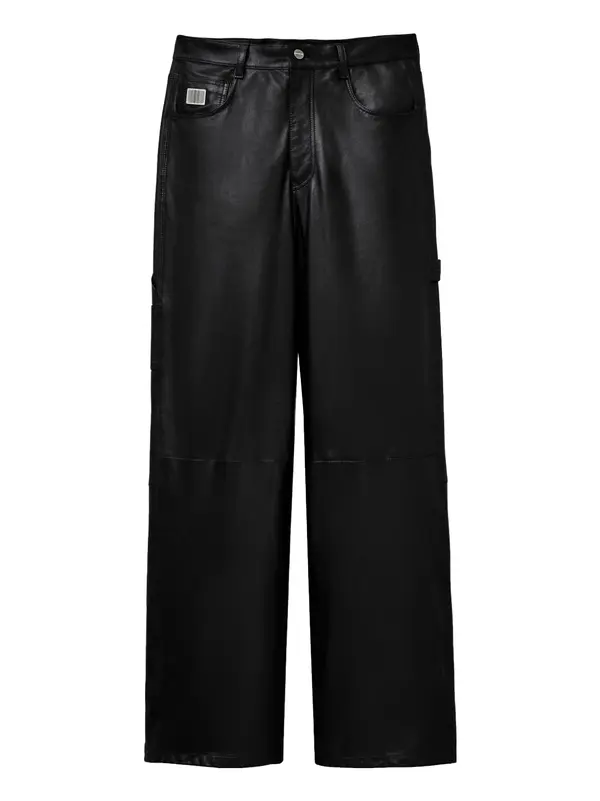 Marc Jacobs Wide-leg Leather Trousers - Black