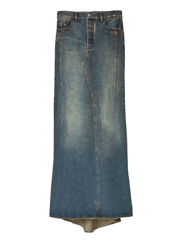Marc Jacobs Fluted Denim Maxi Skirt - Blue