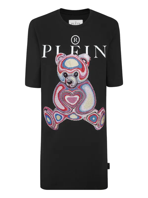 Philipp Plein Teddy Bear-embroidered Minidress - Black