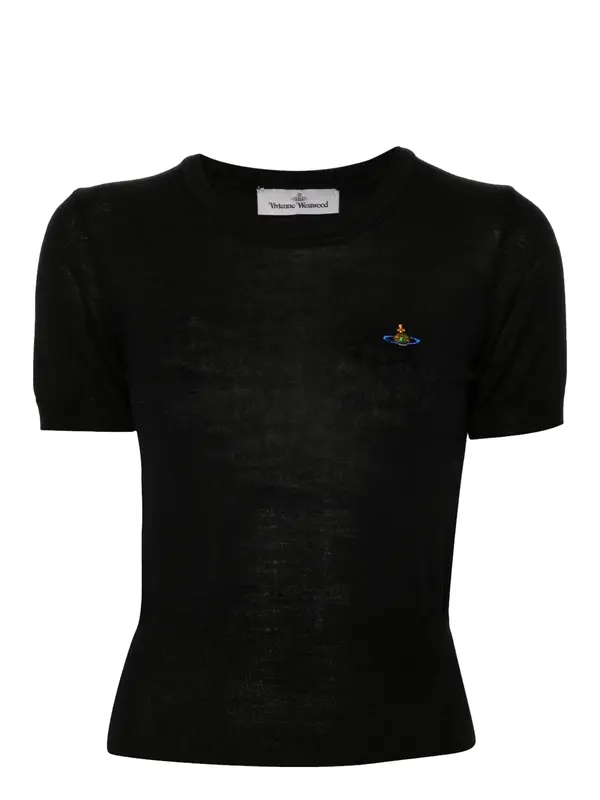 VIVIENNE WESTWOOD Orb-embroidered Knitted Top - Black