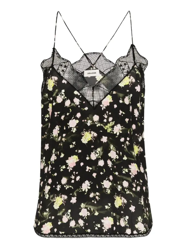 Zadig&Voltaire Floral-print Crepe Top - Black