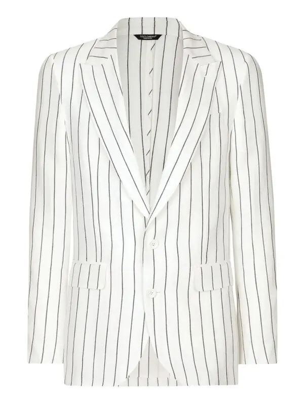 Dolce & Gabbana Striped Linen Blazer - White