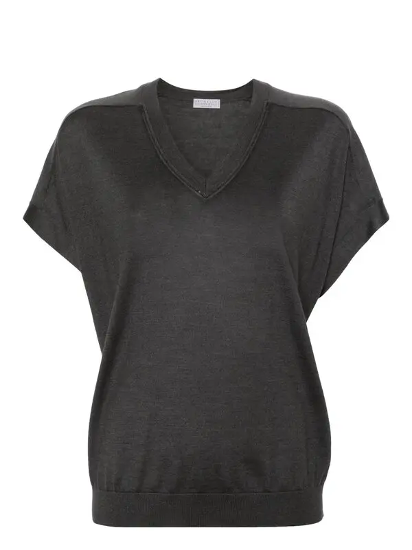 Brunello Cucinelli Crew-neck Knitted T-shirt - Grey