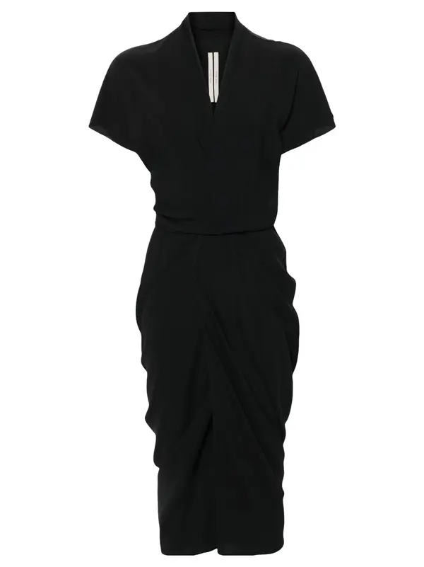 Rick Owens V-neck Wrap Midi Dress - Black