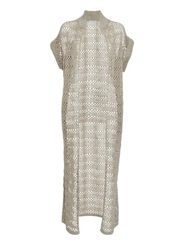 Brunello Cucinelli Net Open-knit Cardigen-coat - Neutrals