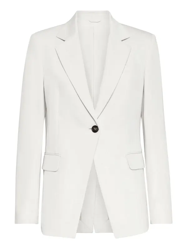 Brunello Cucinelli Gabardine-weave Single-breasted Blazer - White