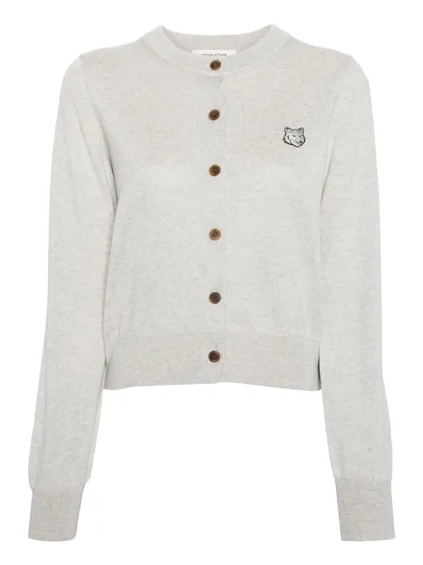 Maison Kitsuné Bold Fox Head Wool Cardigan - Grey