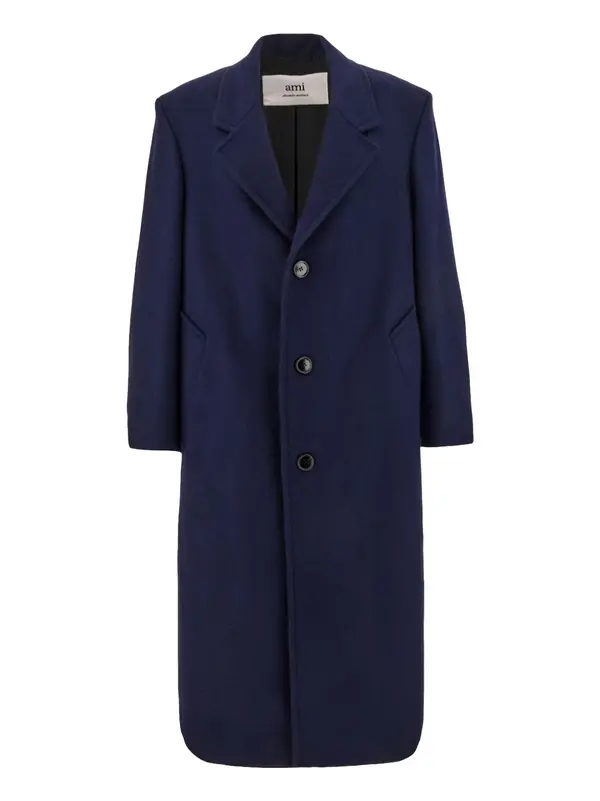 Ami Single-breasted Virgin Wool Coat - Blue