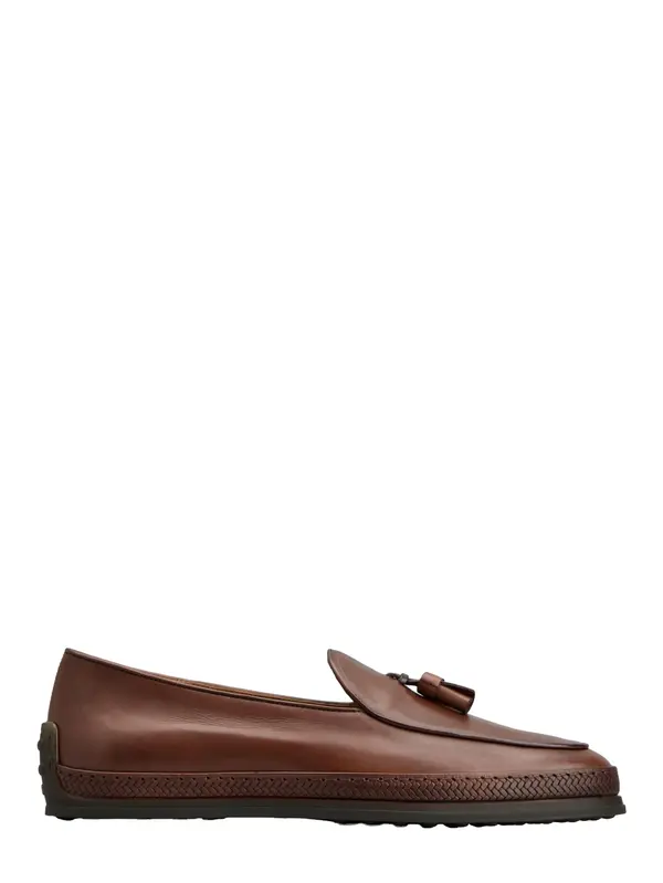 TOD'S Gomma Leather Moccasin Loafers - Brown